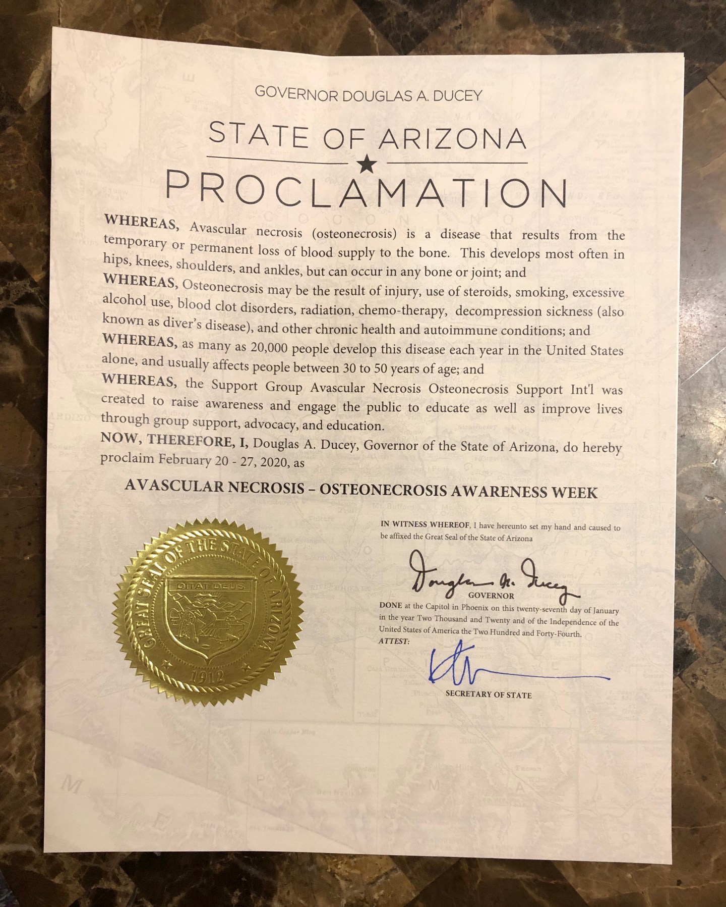 Thank You Arizona – Avascular Necrosis-Osteonecrosis Education and ...